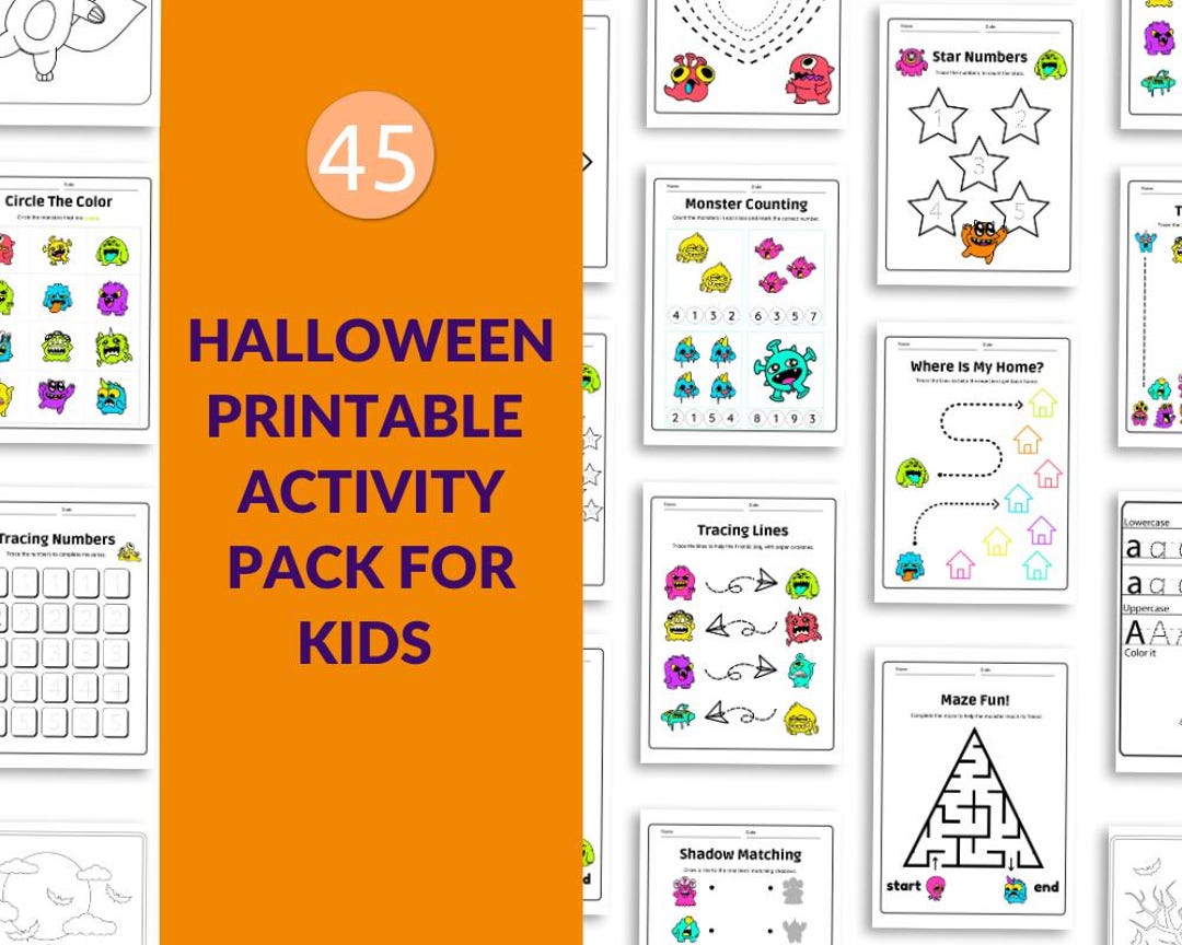45 Halloween Printable Activity Pack,halloween Activity,halloween ...