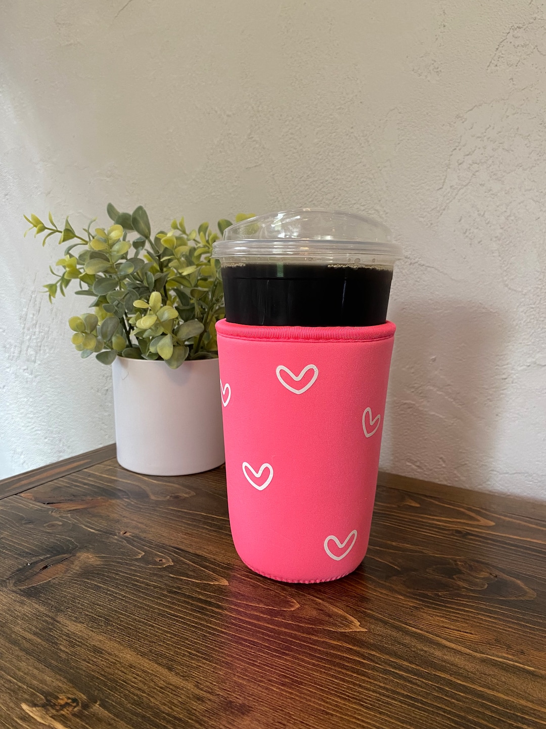Pink Hearts Iced Coffee Koozie - Etsy