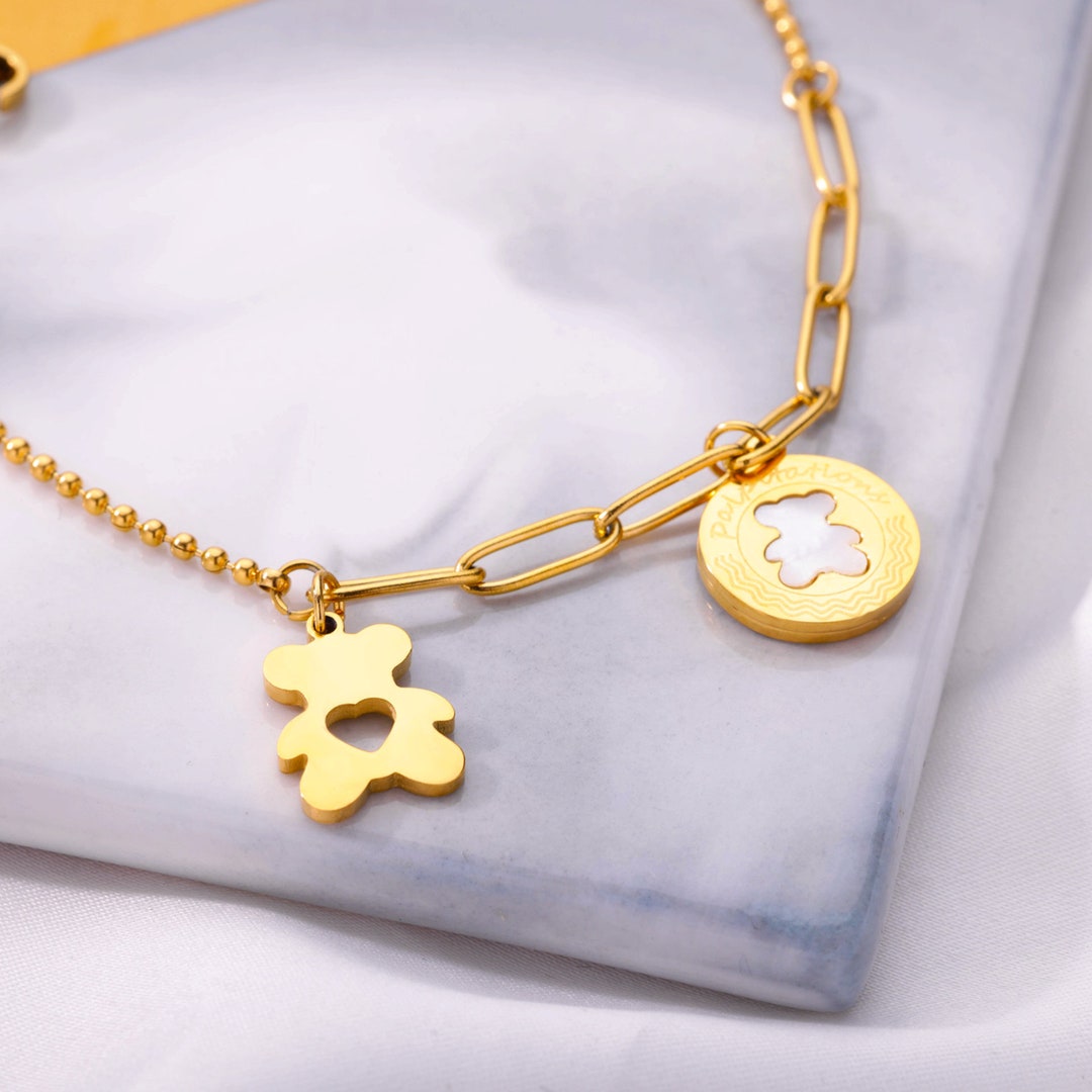 Teddy Bear Bracelet, Gold Bear Bracelet, Adorable Animal-themed ...