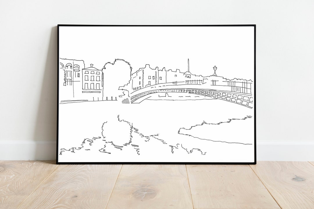 A Dublin Bridge Minimalist Line Art Ha'penny Bridge - Etsy