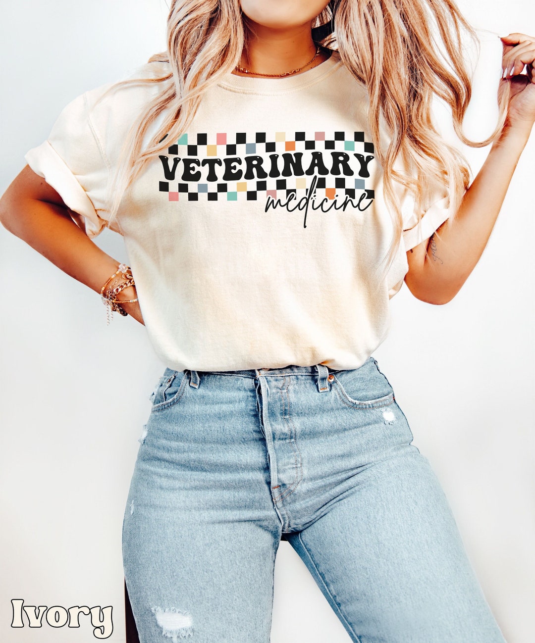 Comfort Colors® Veterinary Medicine Shirt Checkered Veterinary Tshirt ...
