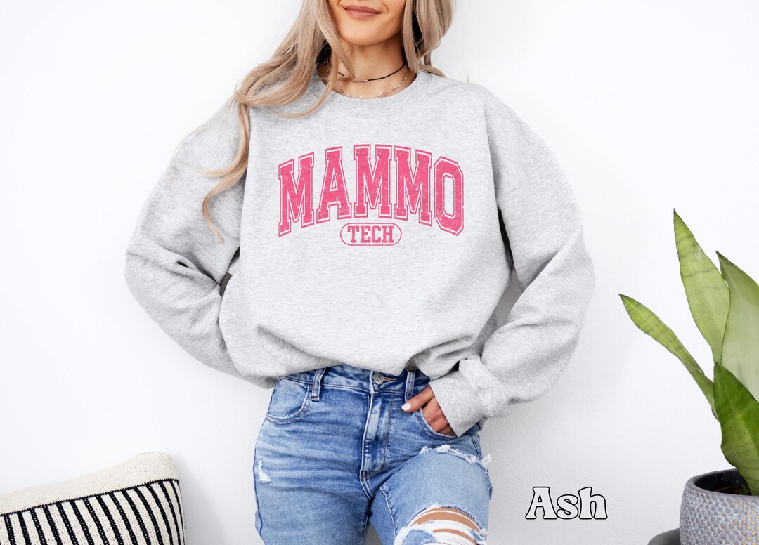 Mammo Tech Varsity-inspired Sweatshirt Pink Aesthetic Mammography ...