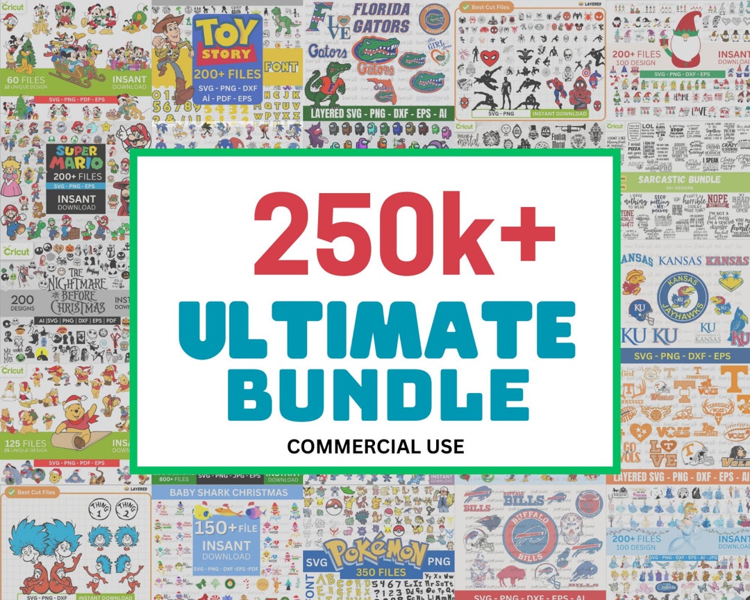 250K Ultimate SVG Png Bundle, Svg, PNG Files for Cricut, Silhouette Cut ...