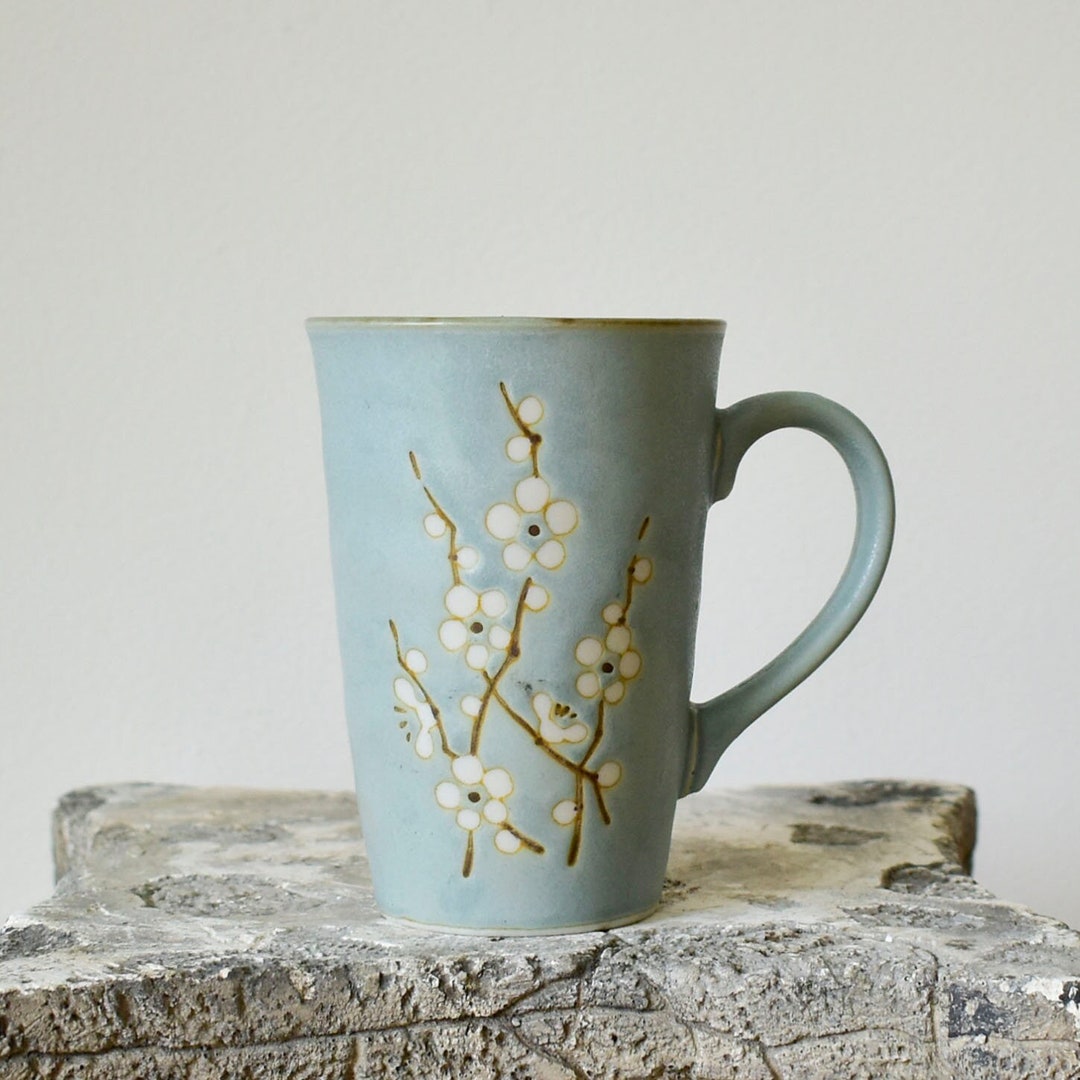 Vintage Handpainted Blue and White Flower Ceramic Cup, Vintage Ceramic ...