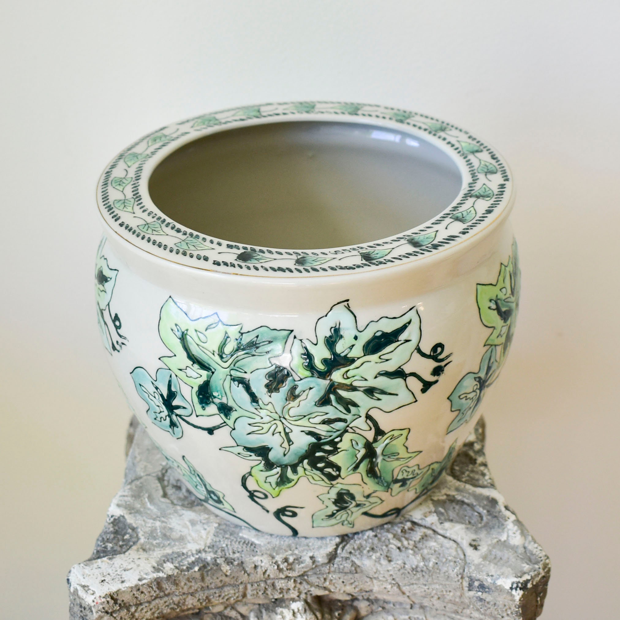 Vintage Handpainted Chinoiserie Botanical Porcelain Planter - Etsy