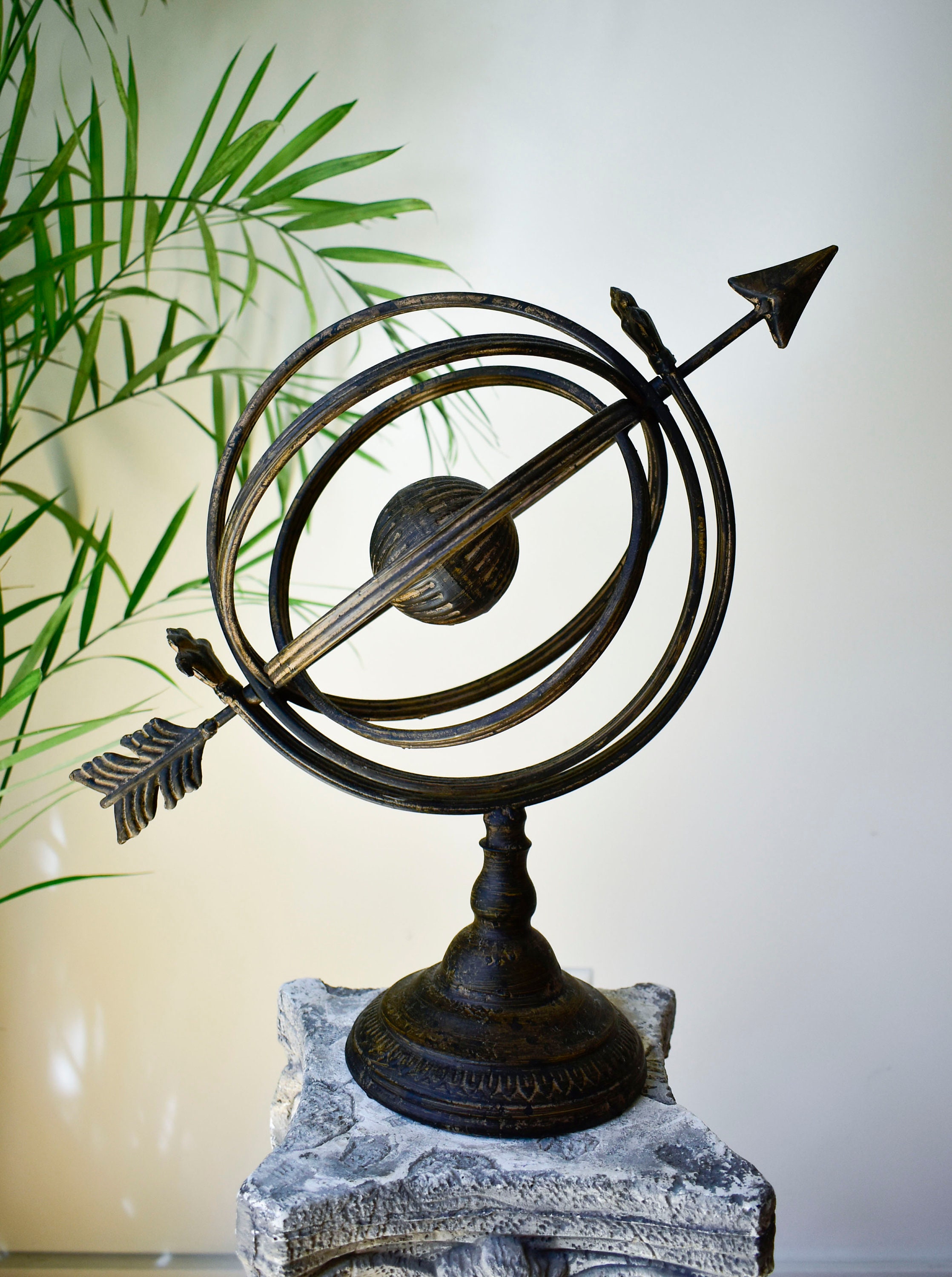 Vintage Metal Armillary Sphere Garden Globe Arrow Sculpture - Etsy