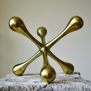 Vintage Brass Jacks Jax Sculpture | MCM Modern Art Object - Etsy