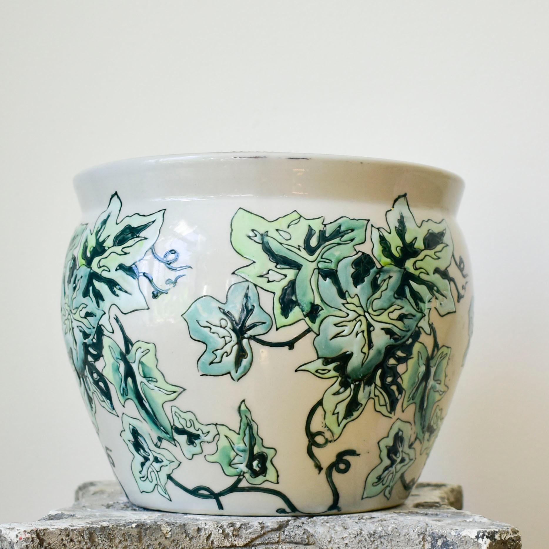 Vintage Handpainted Chinoiserie Botanical Porcelain Planter - Etsy