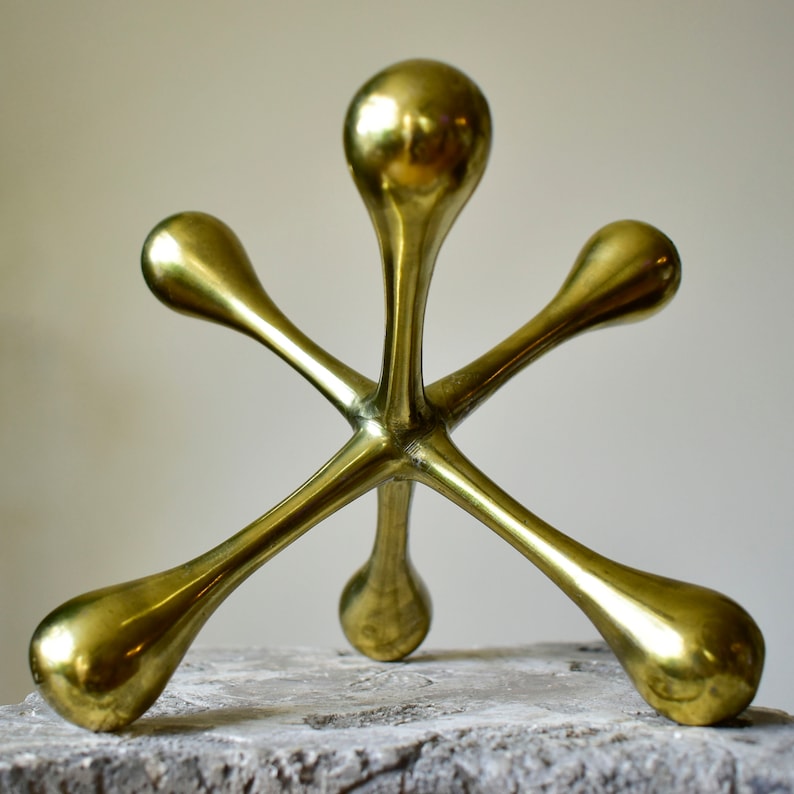 Vintage Brass Jacks Jax Sculpture | MCM Modern Art Object - Etsy