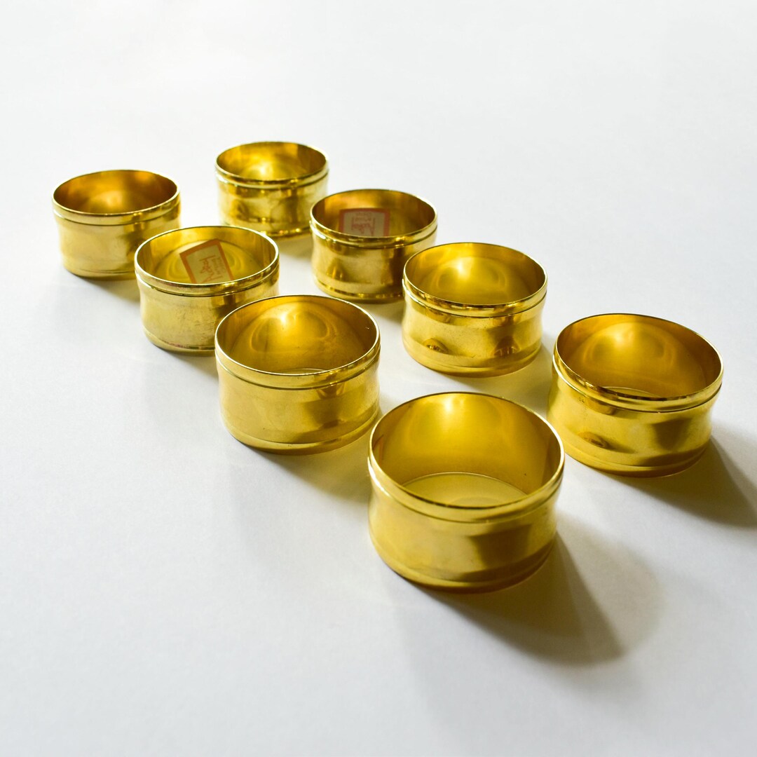 Set of 8 Audrey Solid Brass Napkin Rings, Brass Napkin Holders, Vintage ...