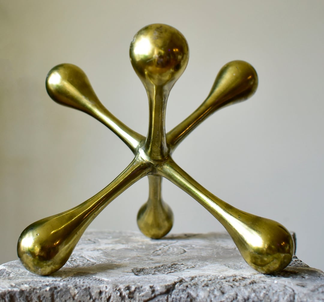 Vintage Brass Jacks Sculpture, Jax Brass Art Objects, Modern Art ...