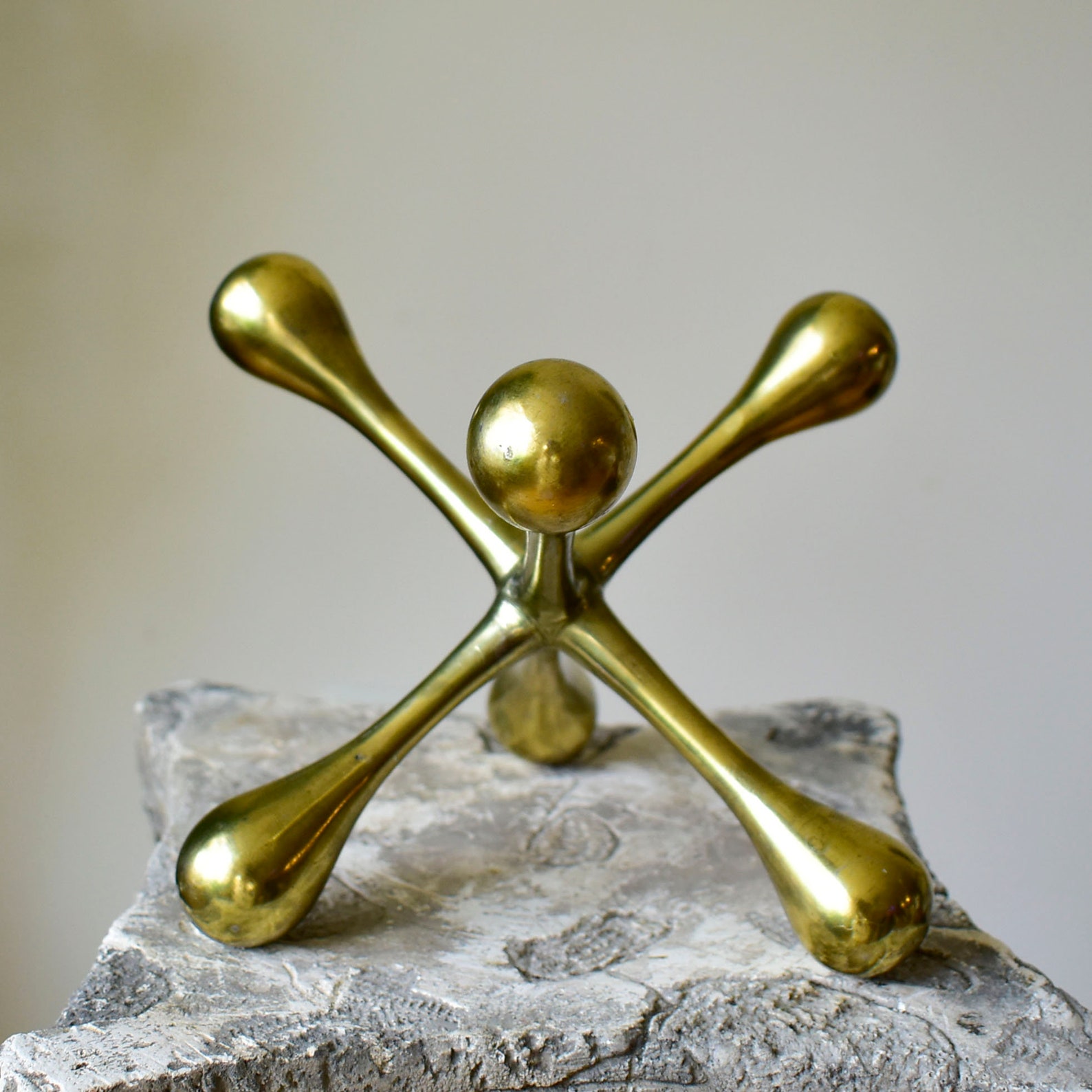 Vintage Brass Jacks Jax Sculpture | MCM Modern Art Object - Etsy