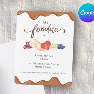 Fondue Party Invitation | Editable Canva Template (digital Invite) - Etsy