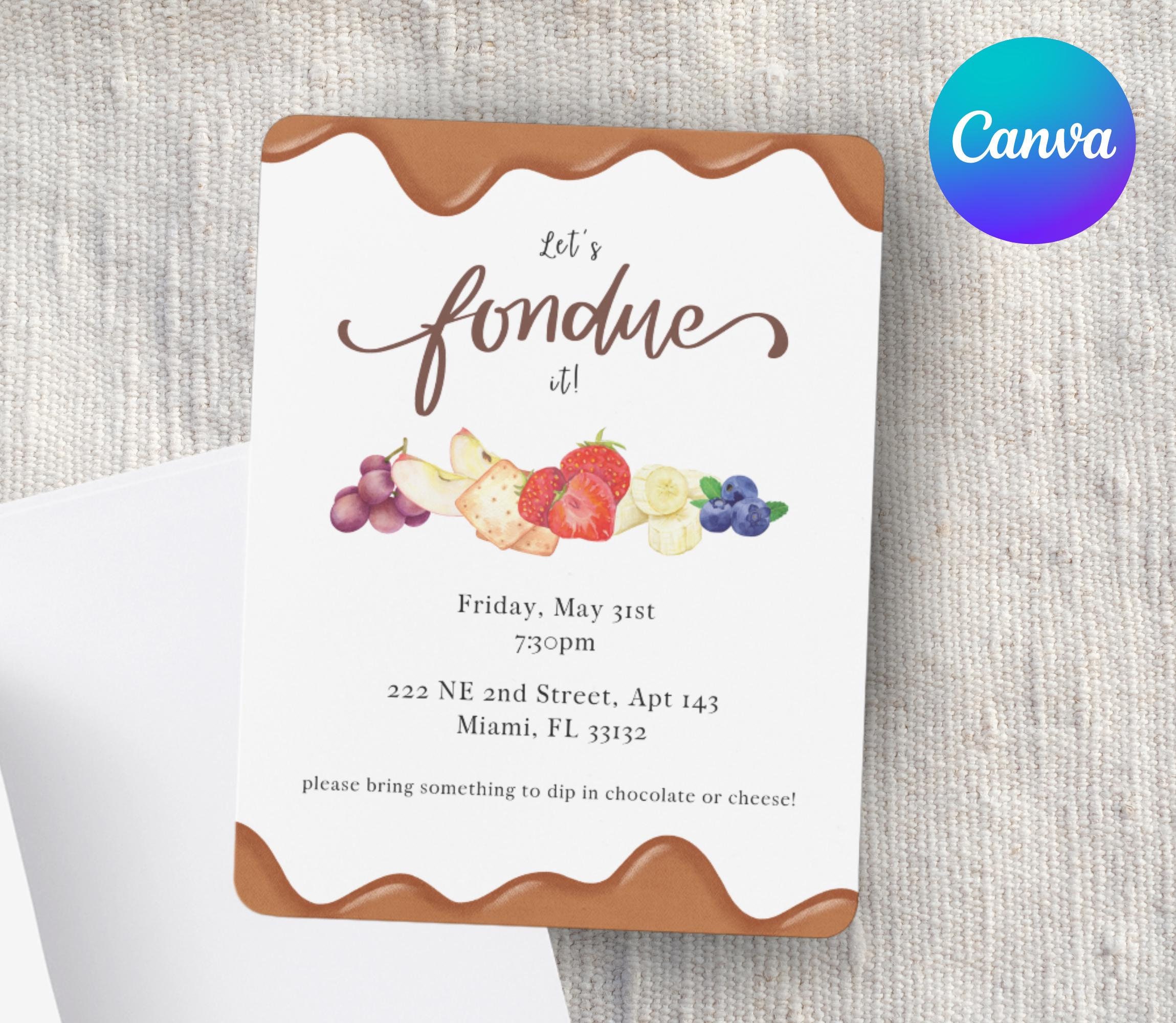 Fondue Party Invitation | Editable Canva Template (digital Invite) - Etsy