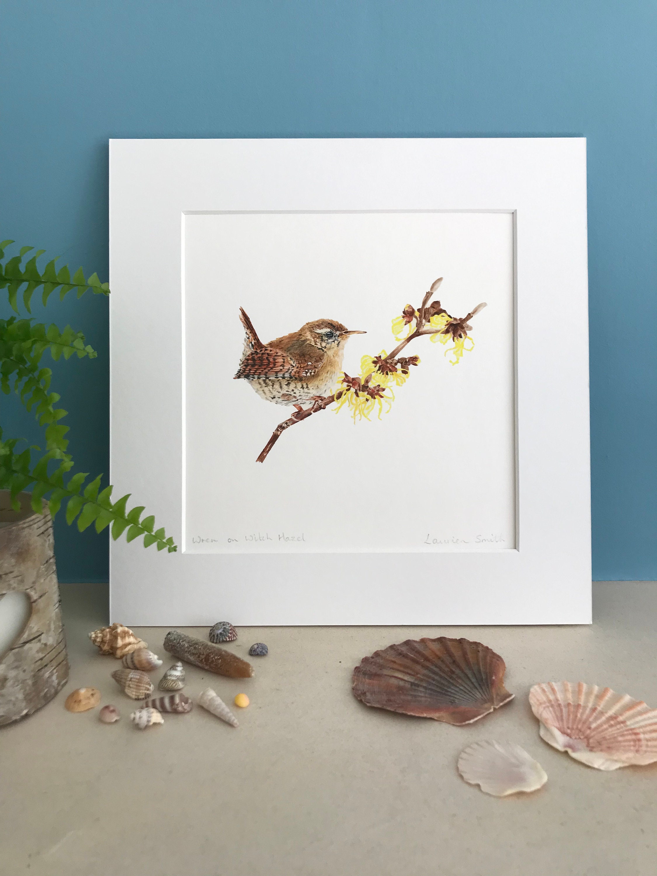 Wren on Witch Hazel Bird Art Watercolour Print - Etsy