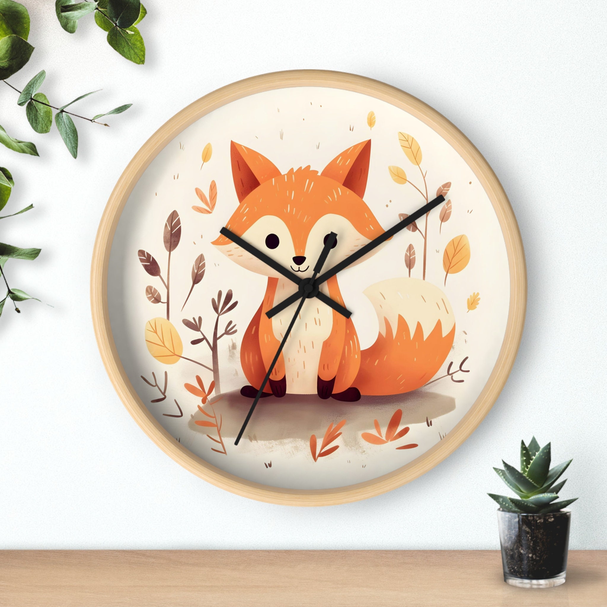 Adorable Wall Clock With Woodland Fox Theme Perfect for Nursery Decor ...