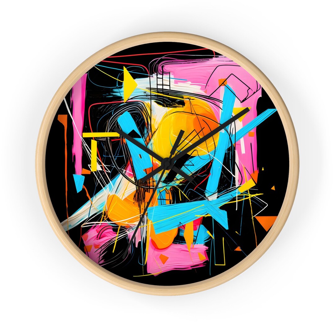 Neon Mosaic Geometric Cubism Wall Clock: Enhance Any Room With This ...