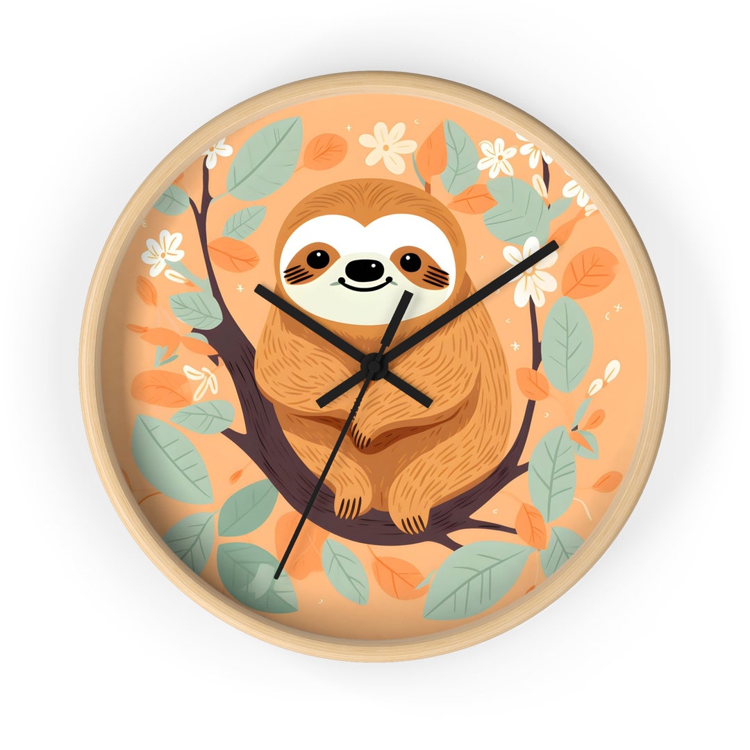Cute Sloth-themed Wooden Wall Clock, Perfect Decor for a Nursery Room ...