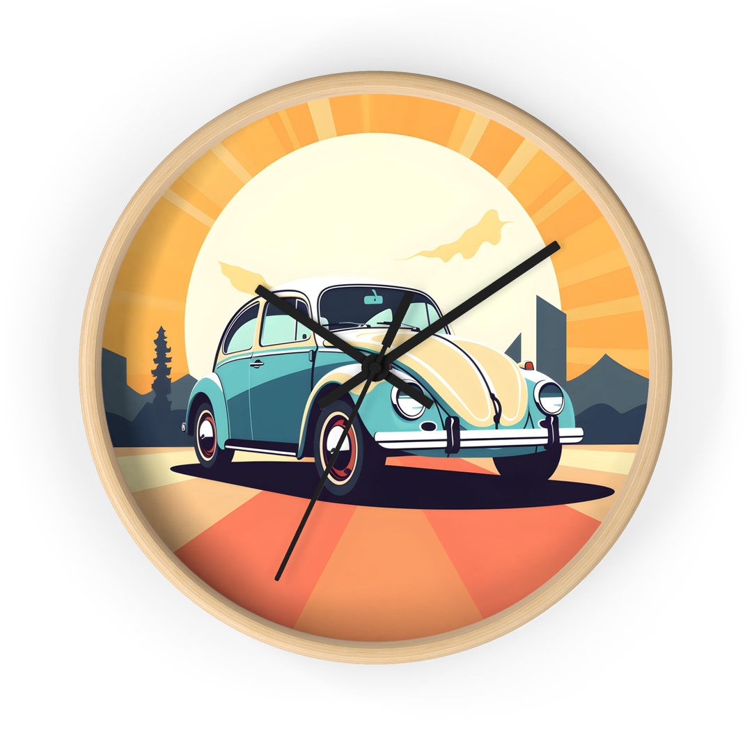 Vintage VW Bug Styled Art Deco Wall Clock, Ideal for Home Decor - Etsy