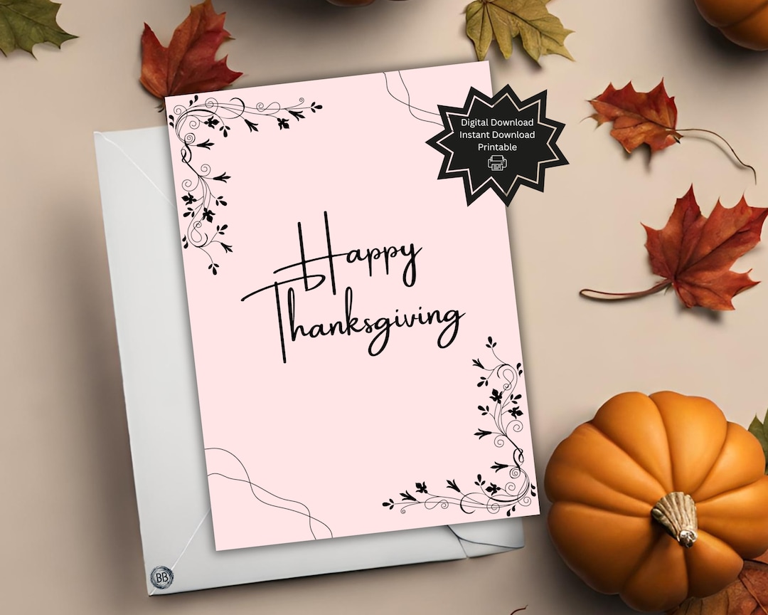Digital Printable Thanksgiving Card Printable Thanksgiving - Etsy