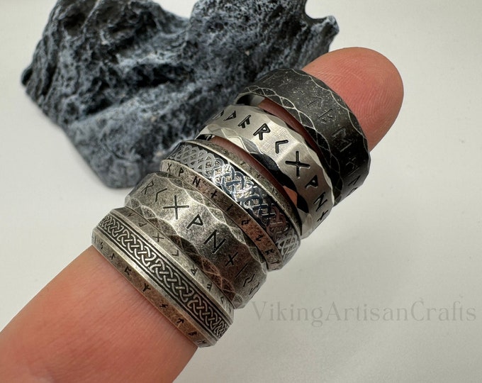 Viking Rune Ring, Odin Nordic Viking Ring, Gothic Letter Viking Ring ...