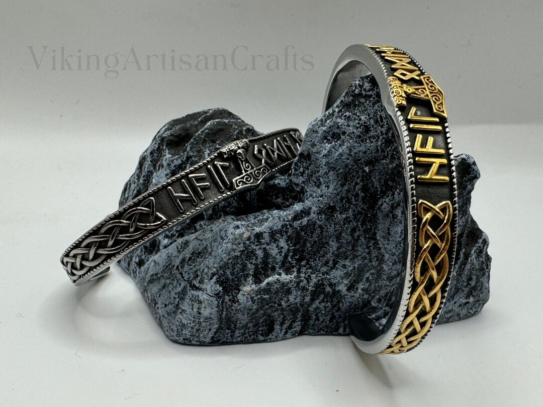 Thor Mjolnir Viking Bracelet, Celtic Knot Design, Viking Nordic Runes ...