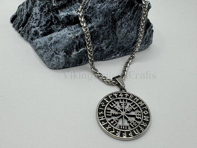 Vegvisir Wayfinder Pendant Necklace, Viking-inspired Rune Compass ...