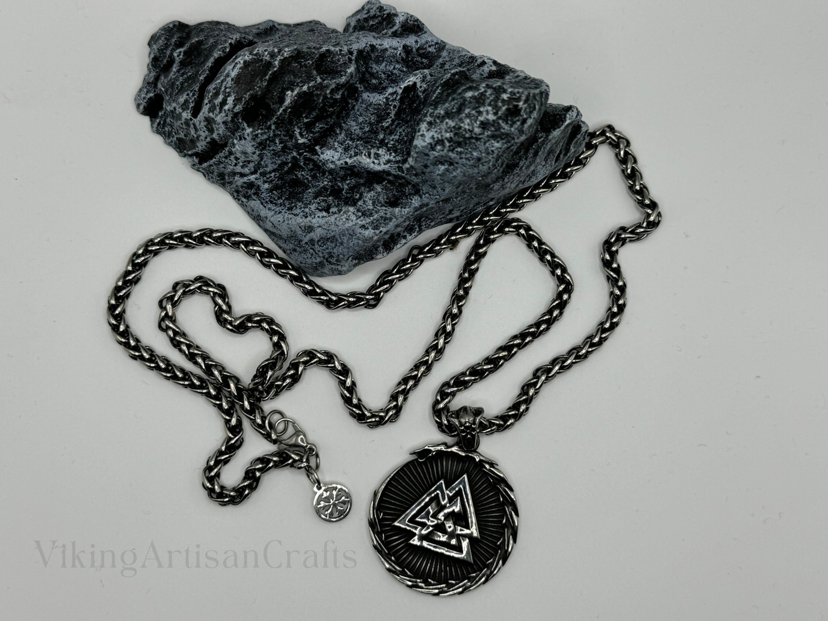Viking Valknut Necklace, Vegvisir Pendant, Ouroboros Midgard Serpent ...
