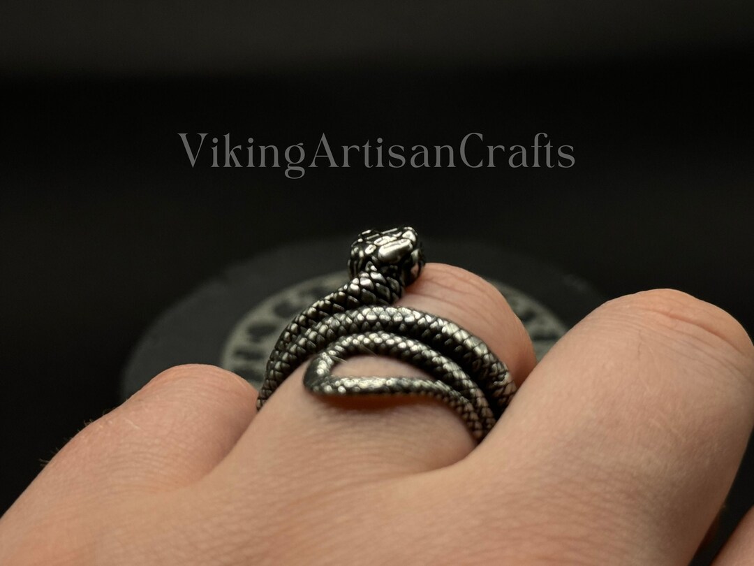 Serpent Wrap Ring, Detailed Silver Snake Coil Ring Design, Norse ...