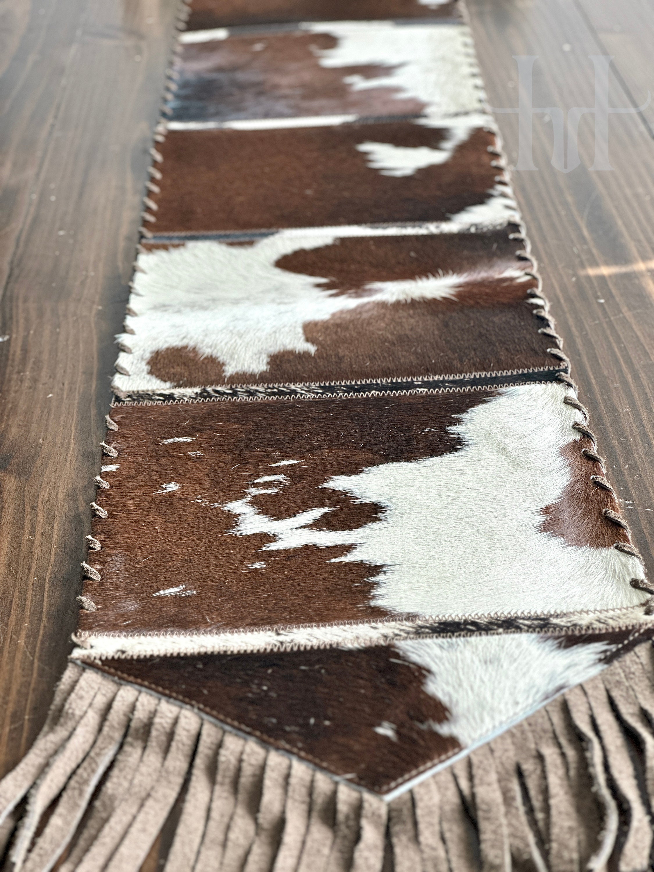 Cowhide Table Runners Hair on Hide & Embossed Leather 6x1' - Etsy