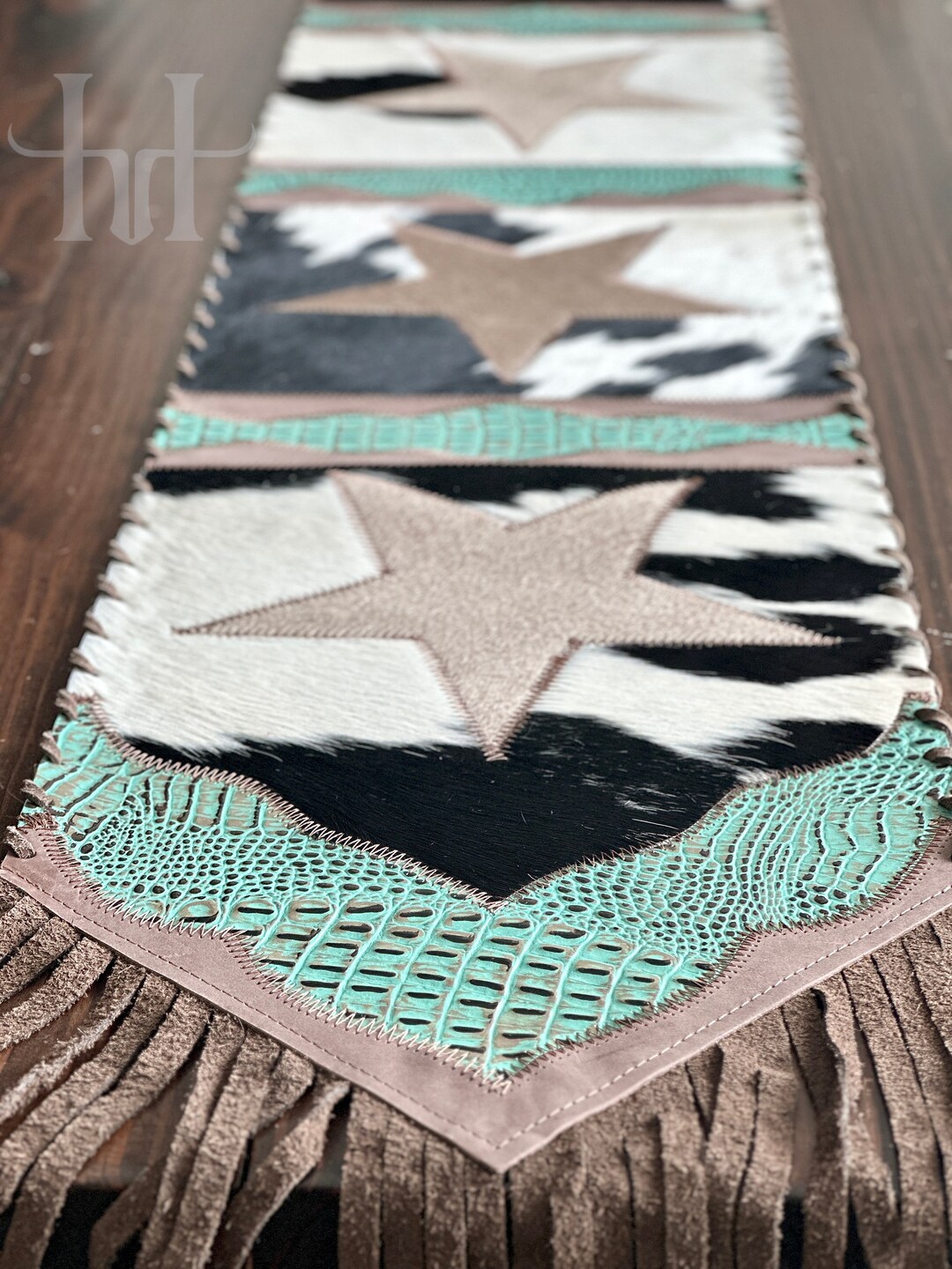 Cowhide Table Runners Hair on Hide & Embossed Leather 6x1' - Etsy