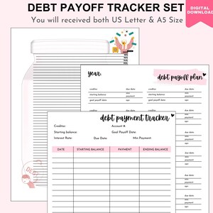 3 Pages Debt Payoff Plan Debt Payoff Breakdown Debt Jar Tracker Debt ...