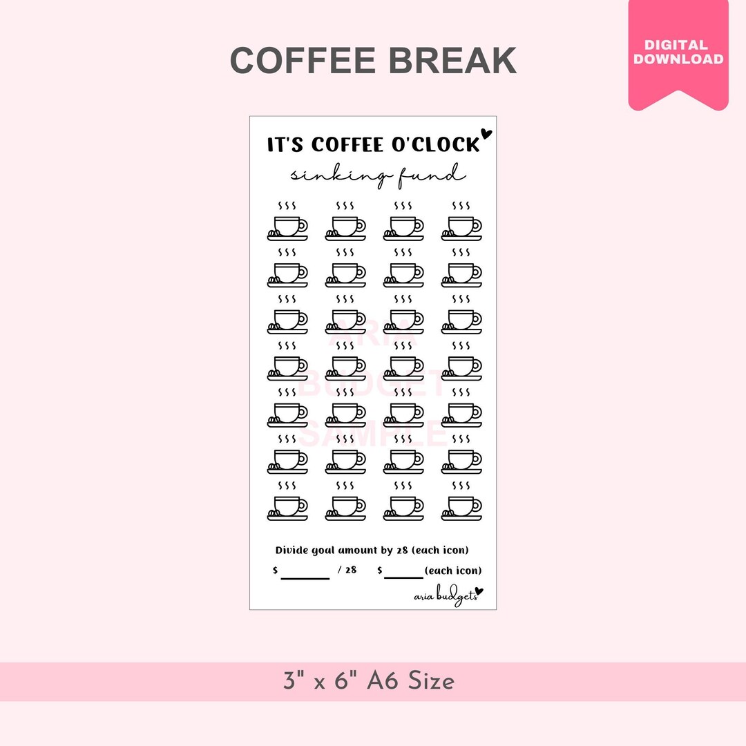 Coffee Fund Savings Challenge for A6 Cash Envelopes | Printable | Fits ...