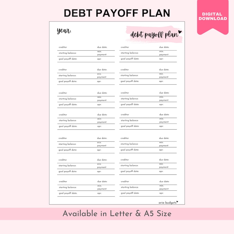 3 Pages Debt Payoff Plan Debt Payoff Breakdown Debt Jar - Etsy