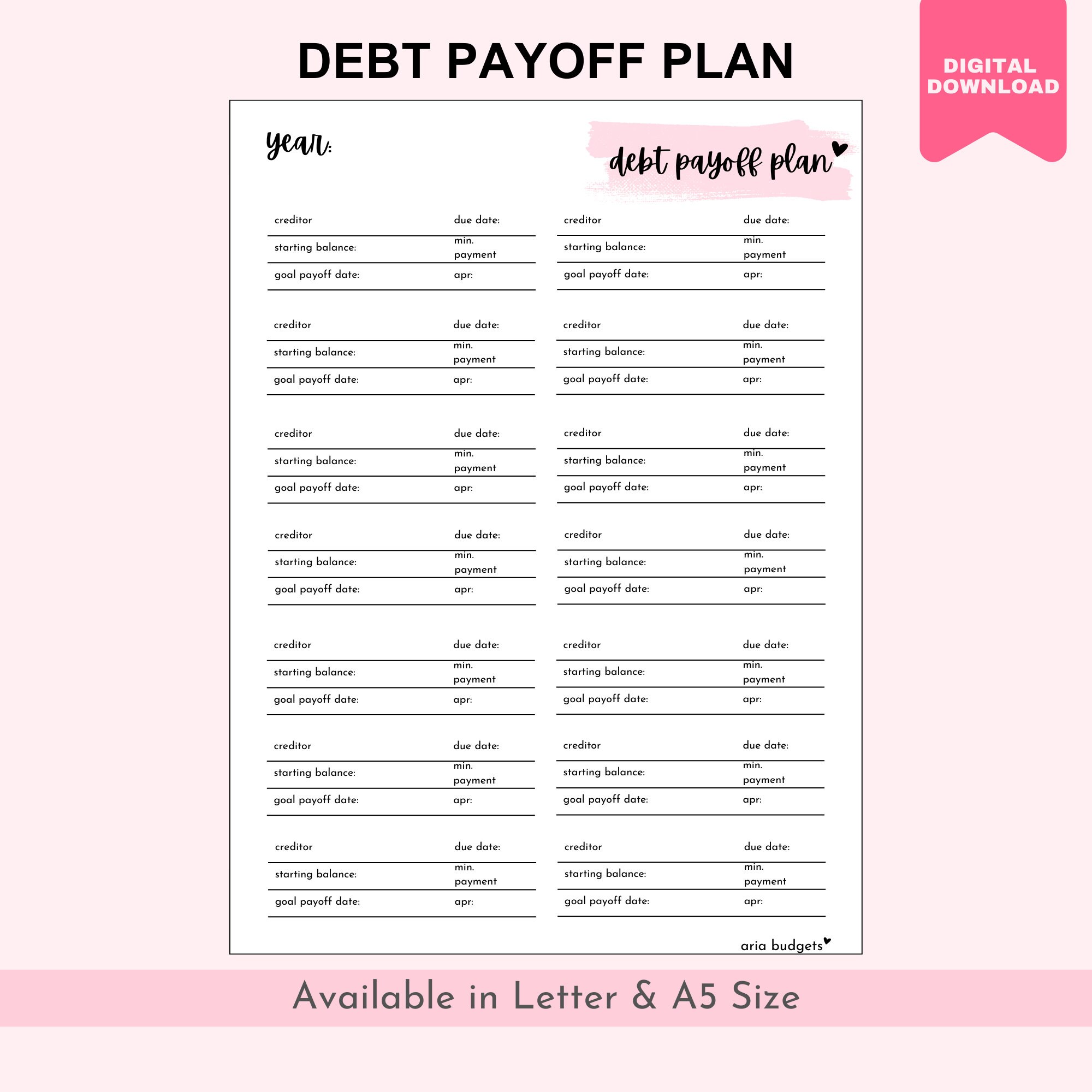3 Pages Debt Payoff Plan | Debt Payoff Breakdown | Debt Jar Tracker ...