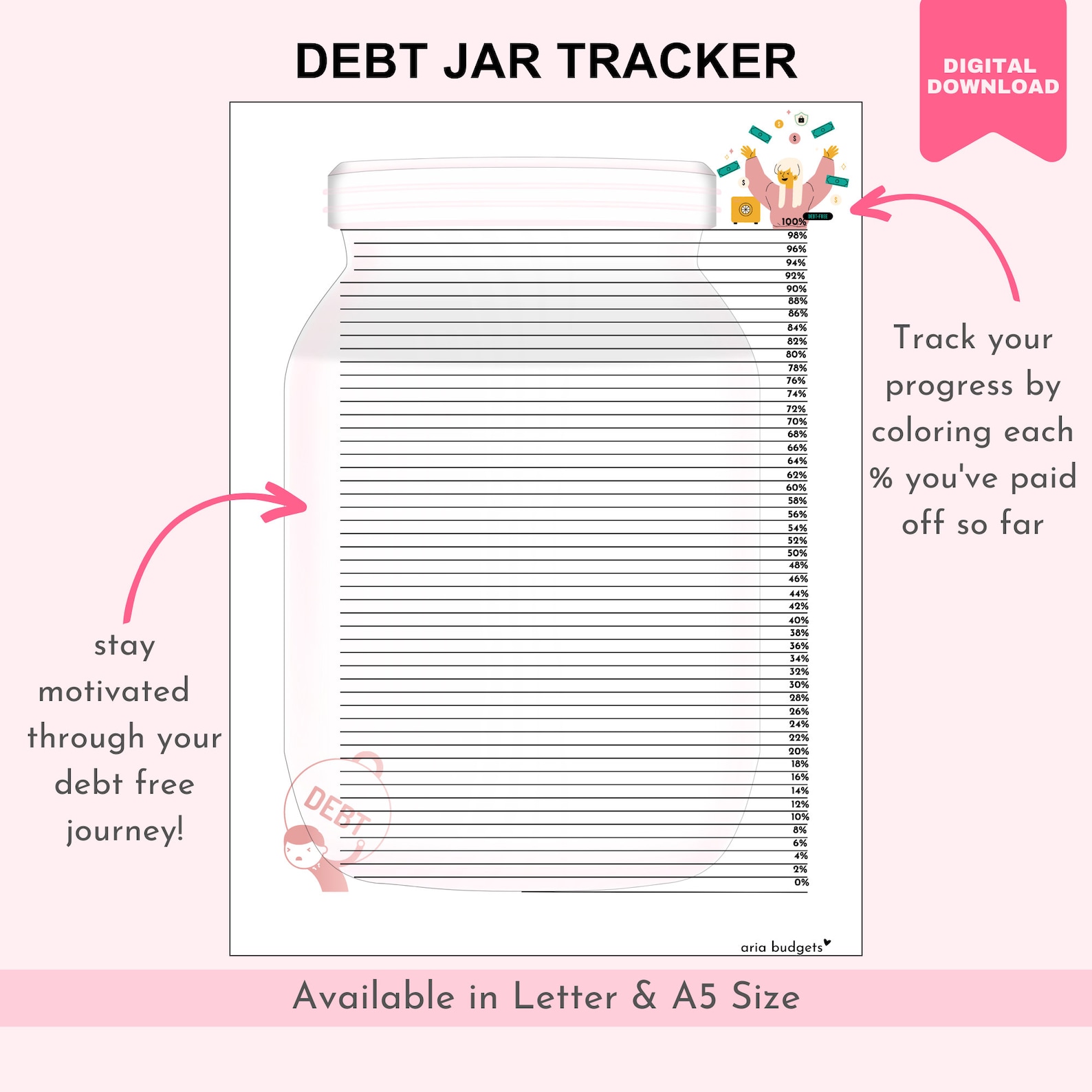 3 Pages Debt Payoff Plan Debt Payoff Breakdown Debt Jar Tracker Debt ...