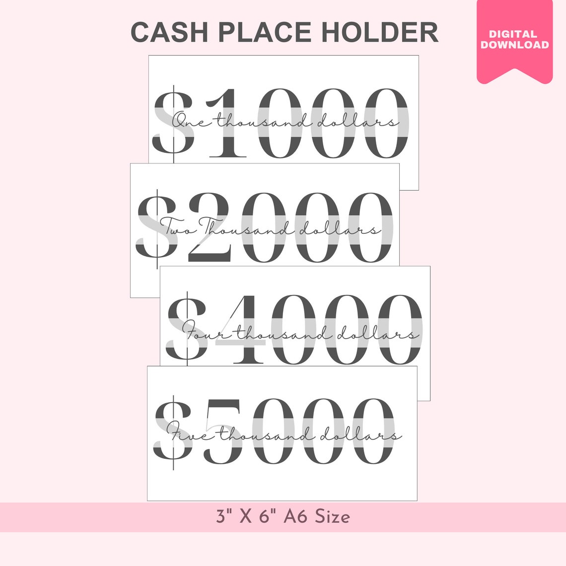 Cash Envelope Placeholder | Minimalist Placeholder | Money Placeholder ...