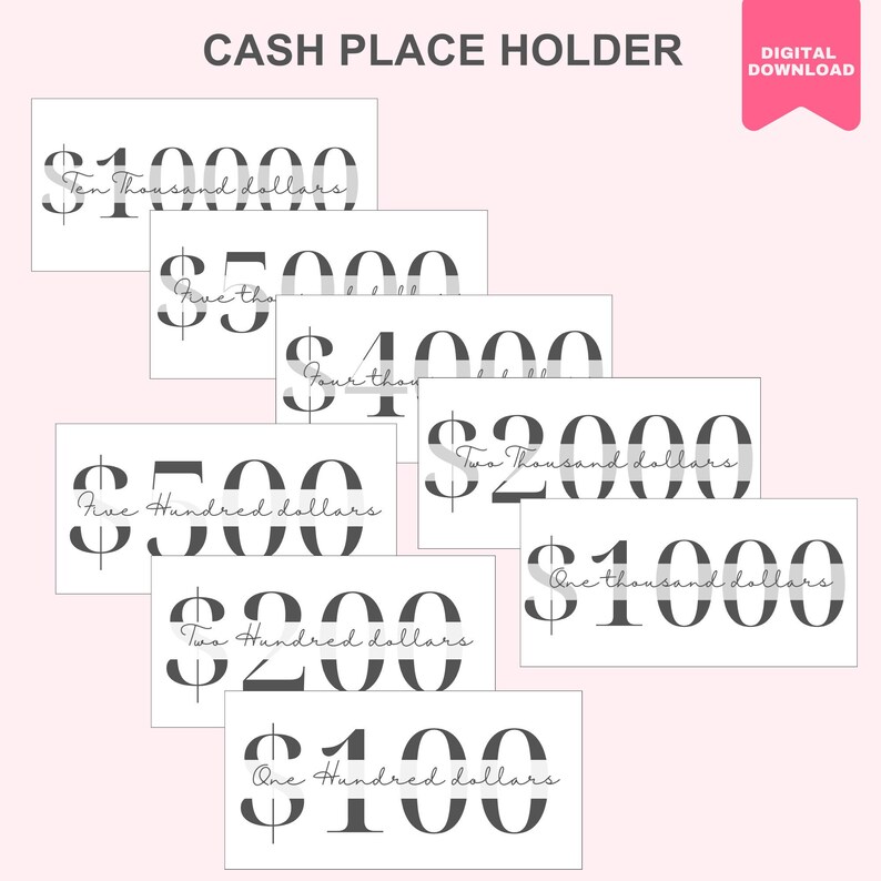 Cash Envelope Placeholder | Minimalist Placeholder | Money Placeholder ...