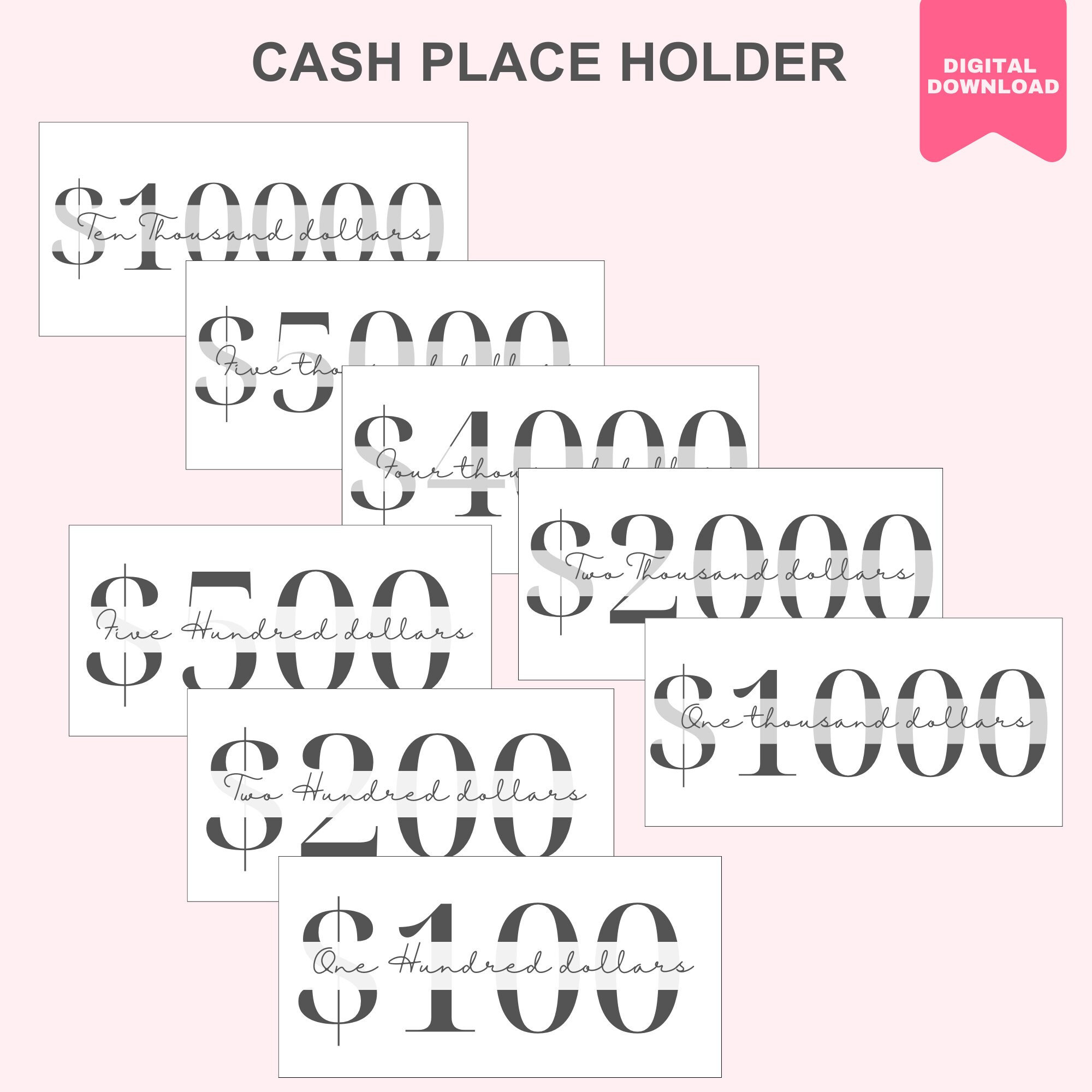 Cash Envelope Placeholder | Minimalist Placeholder | Money Placeholder ...
