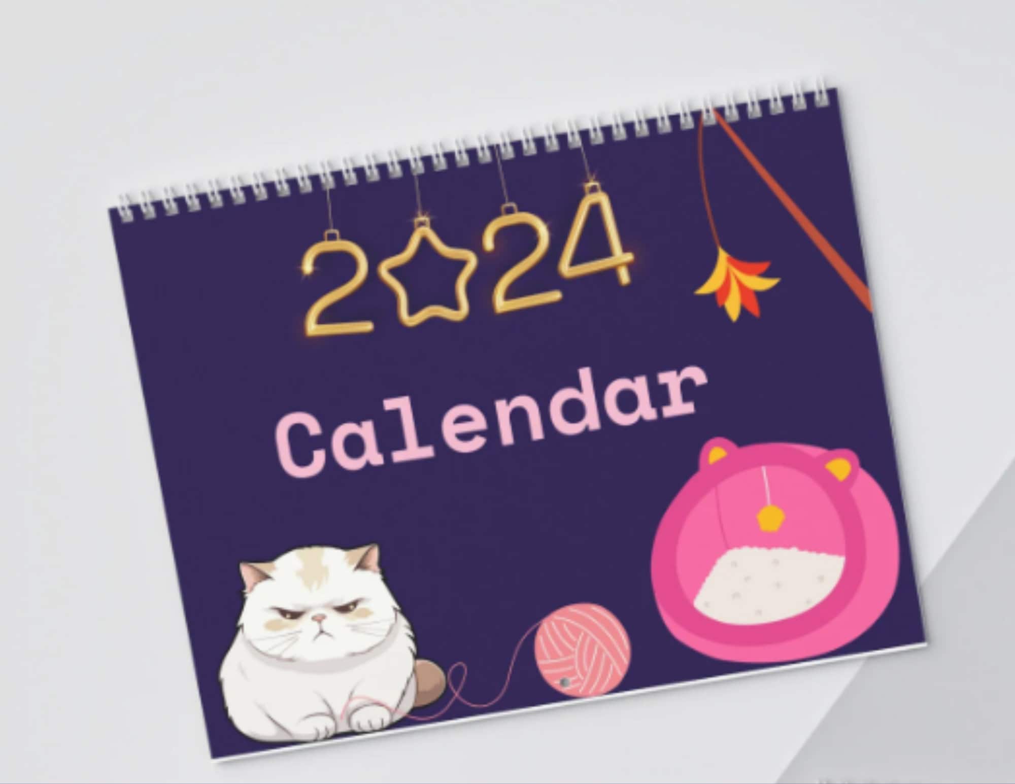 2024 Monthly Cat Calendar, Cat Wall Calendar sold by Managing Theda ...