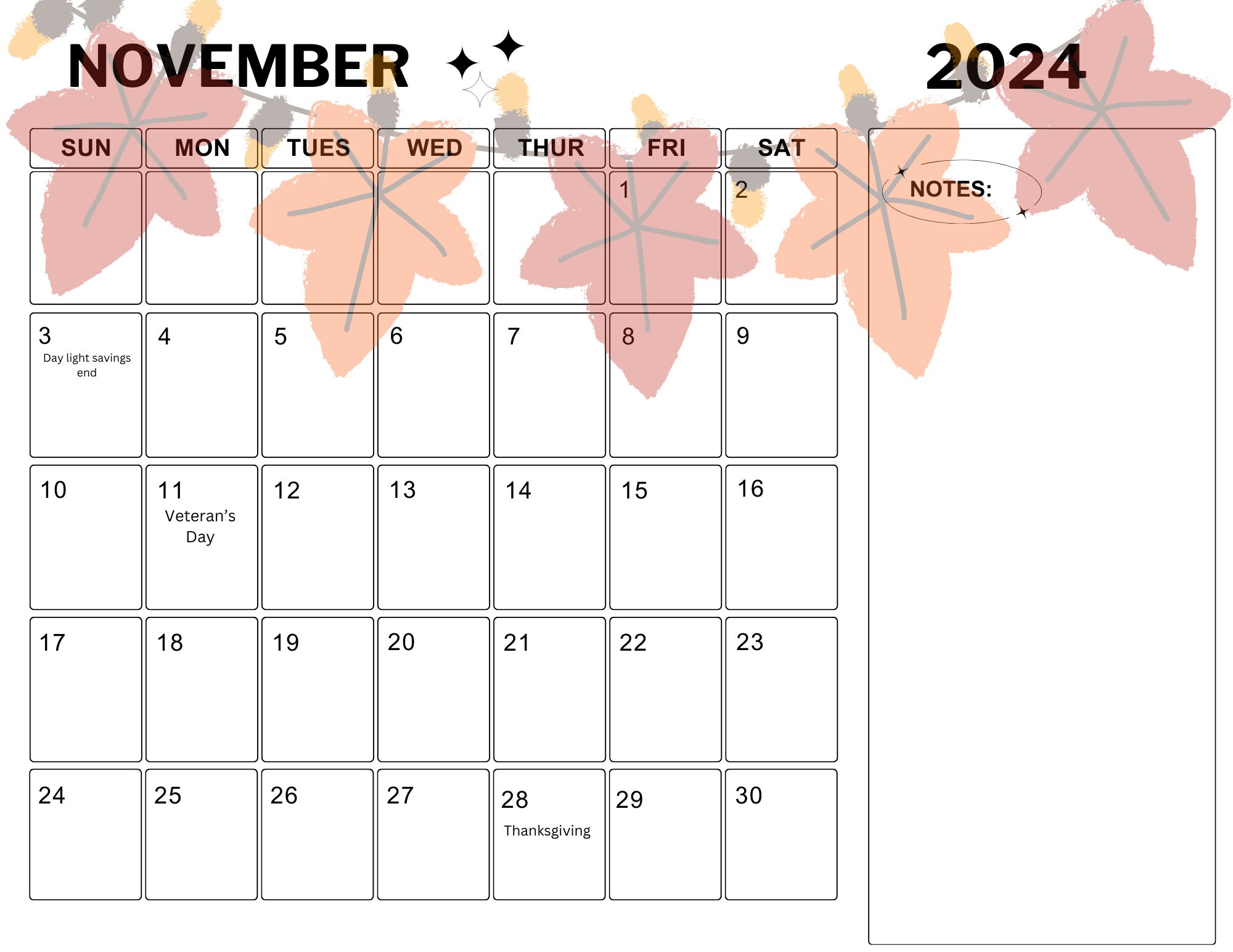 2024 Monthly Digital Calendar, Monthly Calendar, Monthly Designed ...