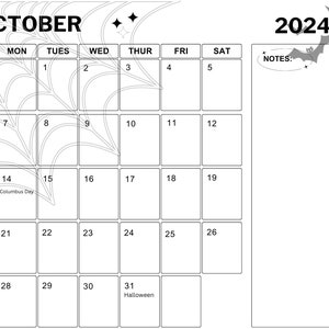 2024 Monthly Digital Calendar, Monthly Calendar, Monthly Designed ...