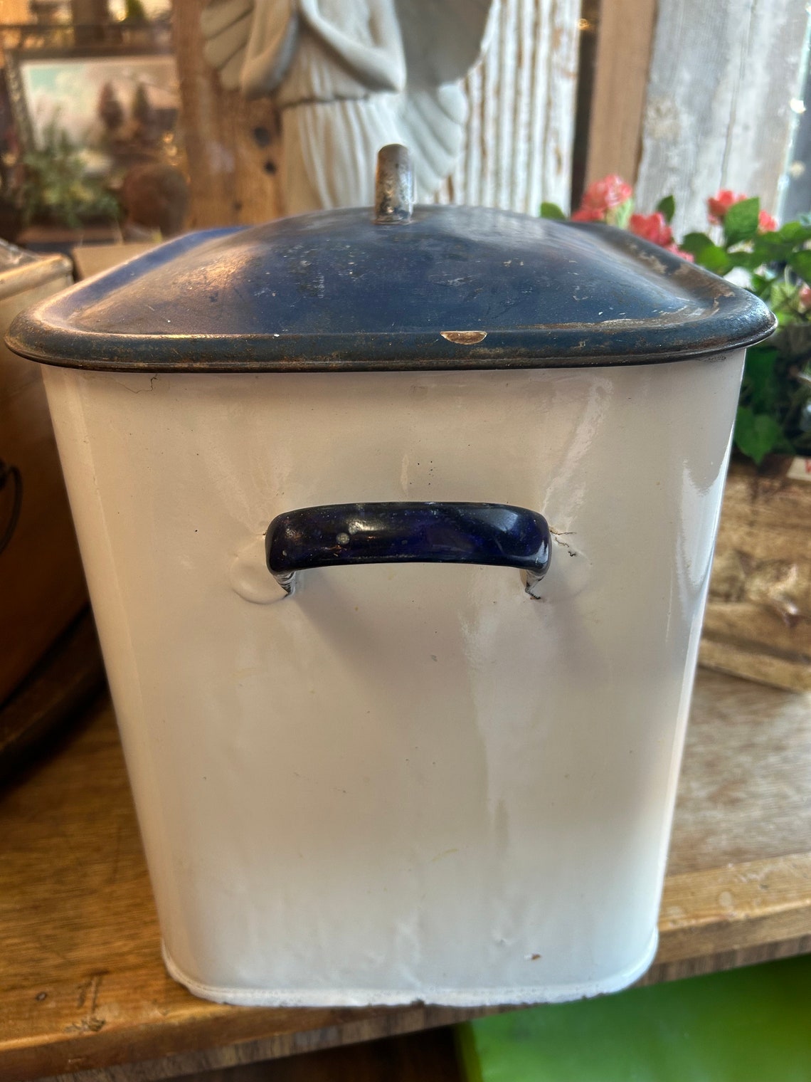 Vintage Bread Box. Vintage Enamel Bread Box. Large Enamel Bread Box ...