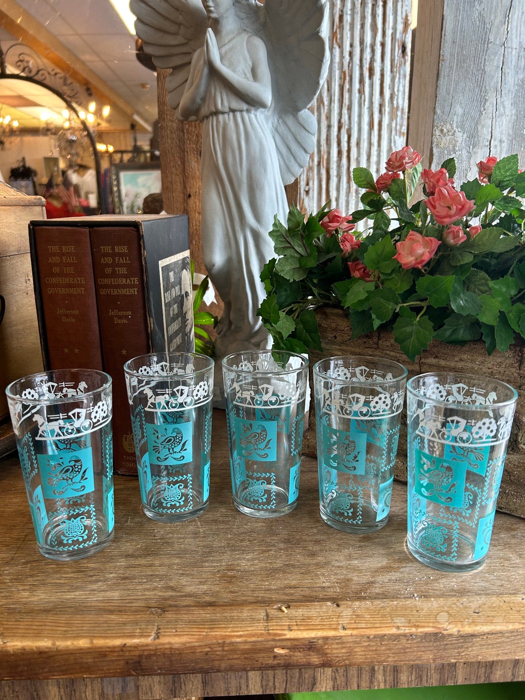 MCM Pennsylvania Dutch/amish Teal and White Tumblers. MCM Drinkware ...