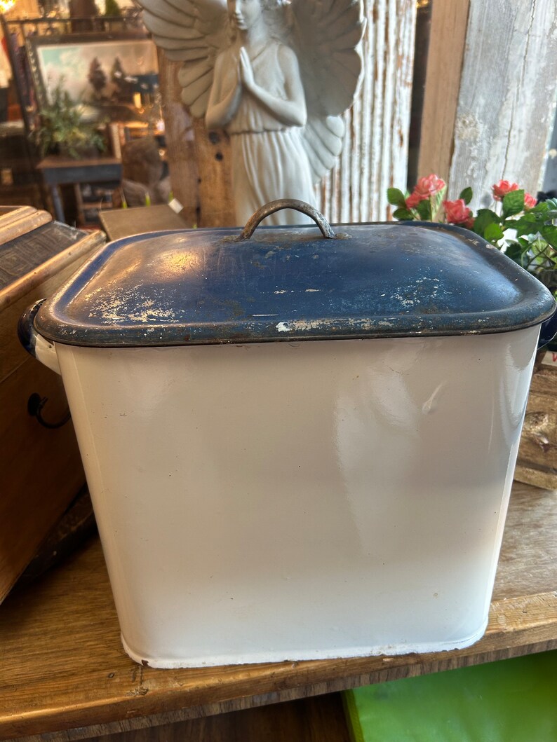 Vintage Bread Box. Vintage Enamel Bread Box. Large Enamel Bread Box ...