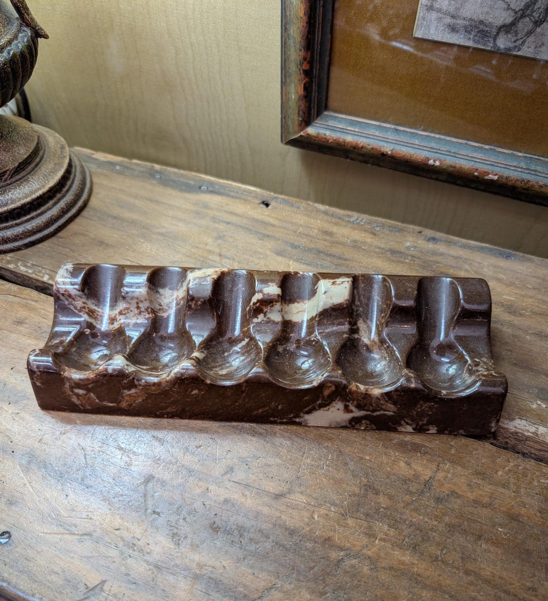 Vintage 1940's Marble Pipe Holder - Etsy