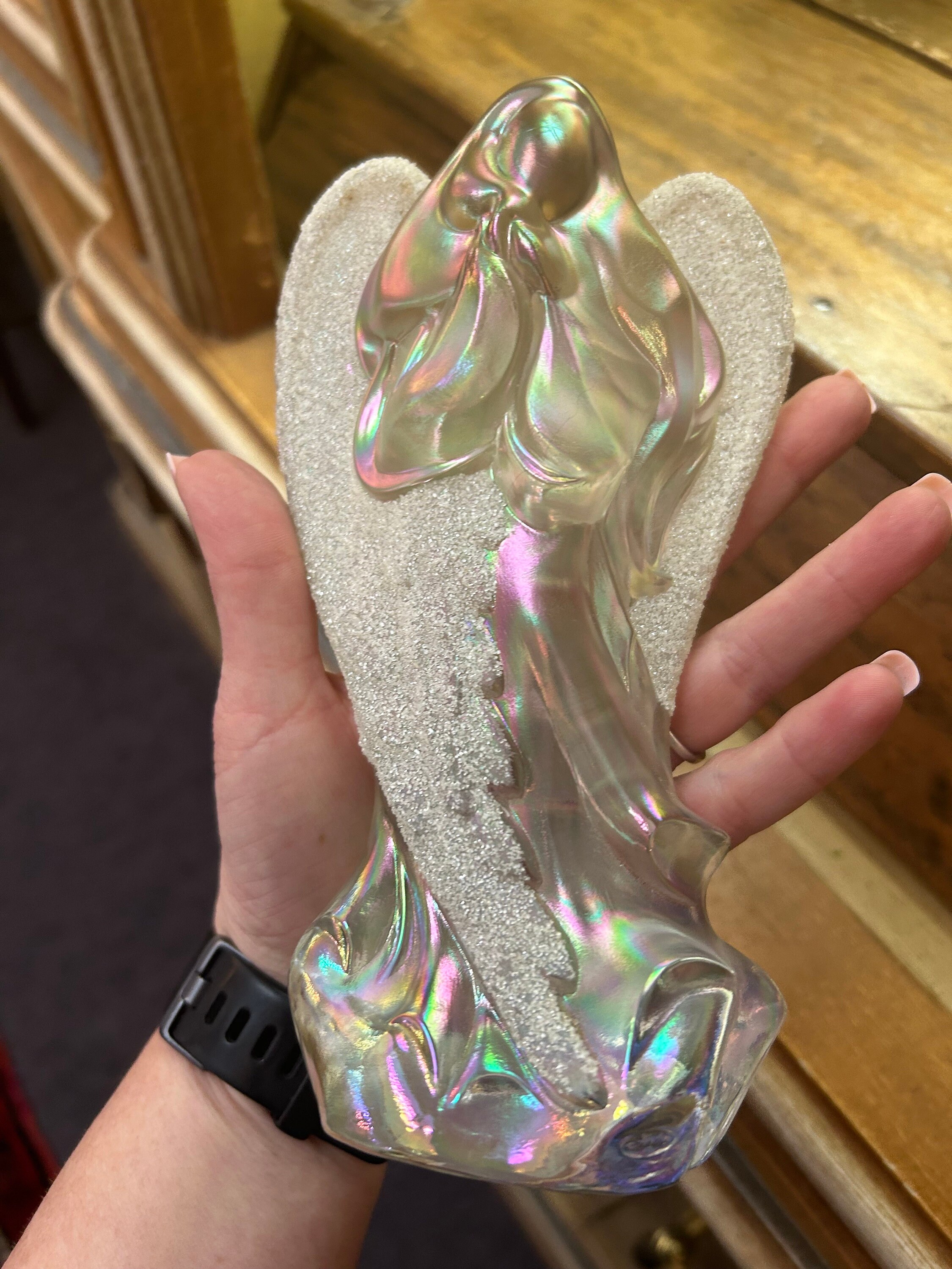 Vintage Fenton White Opalescent Satin Carnival Glass Angel. Iridescent ...