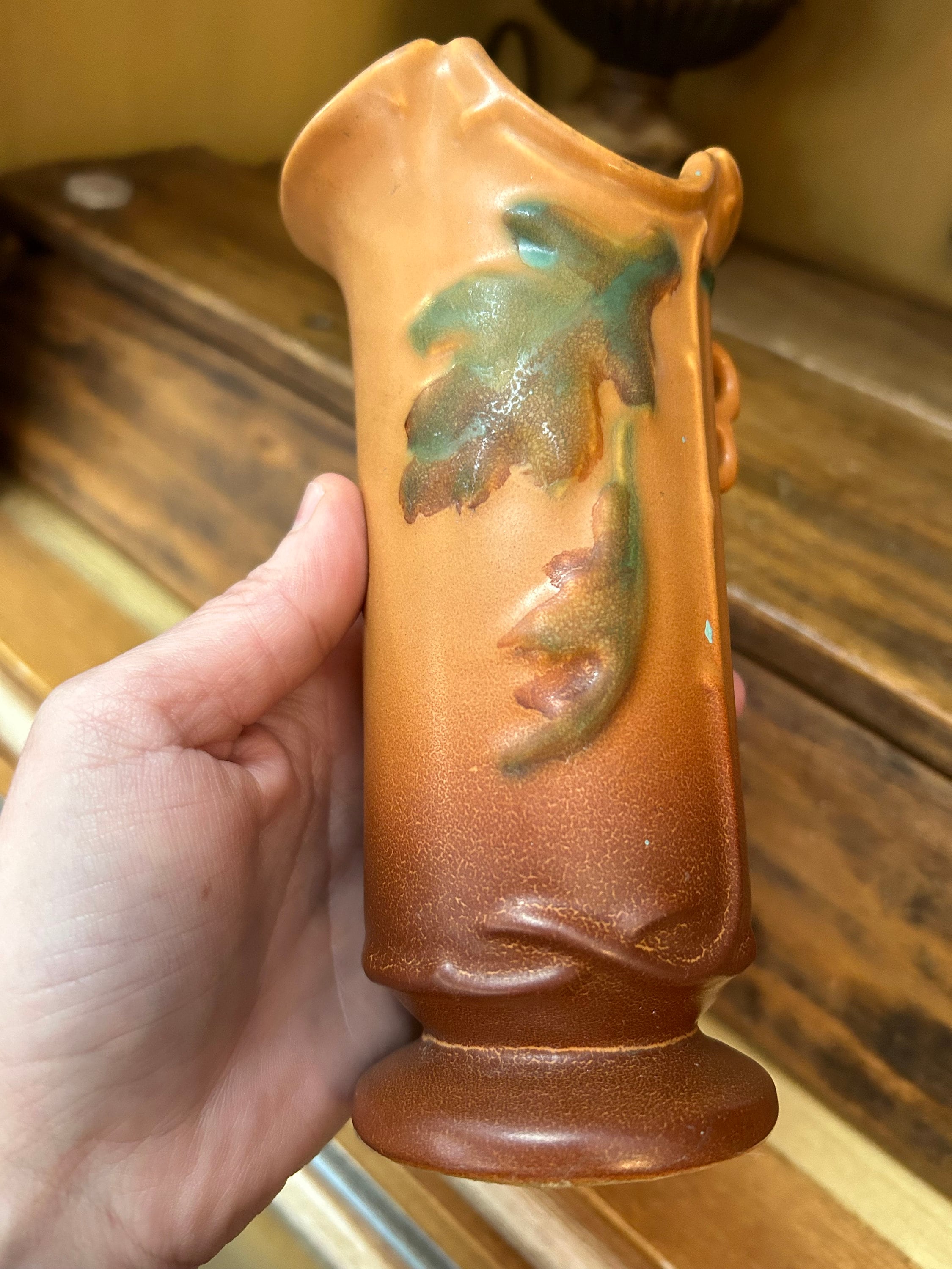 1930's Weller oak Leaf Brown Art Deco Water Vessel Jug Vase ...