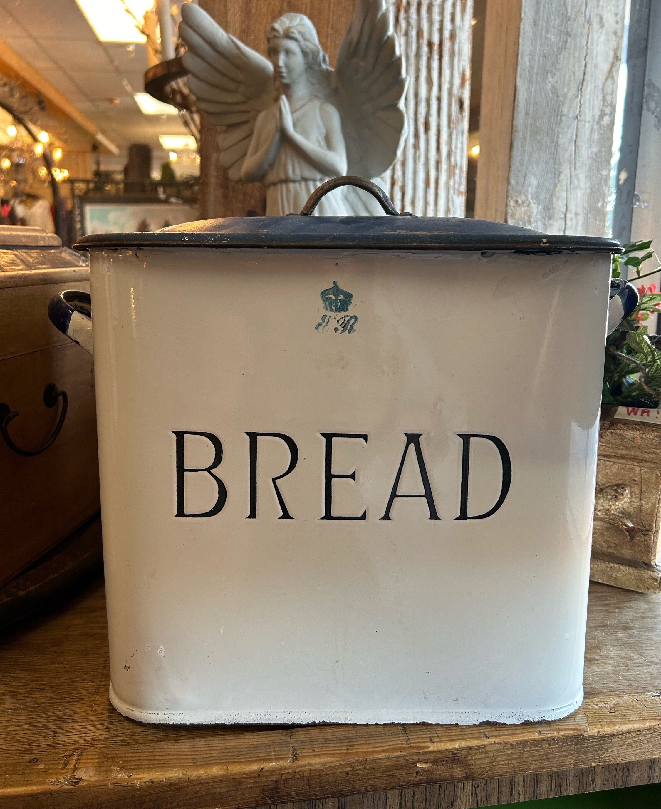 Vintage Bread Box. Vintage Enamel Bread Box. Large Enamel Bread Box ...