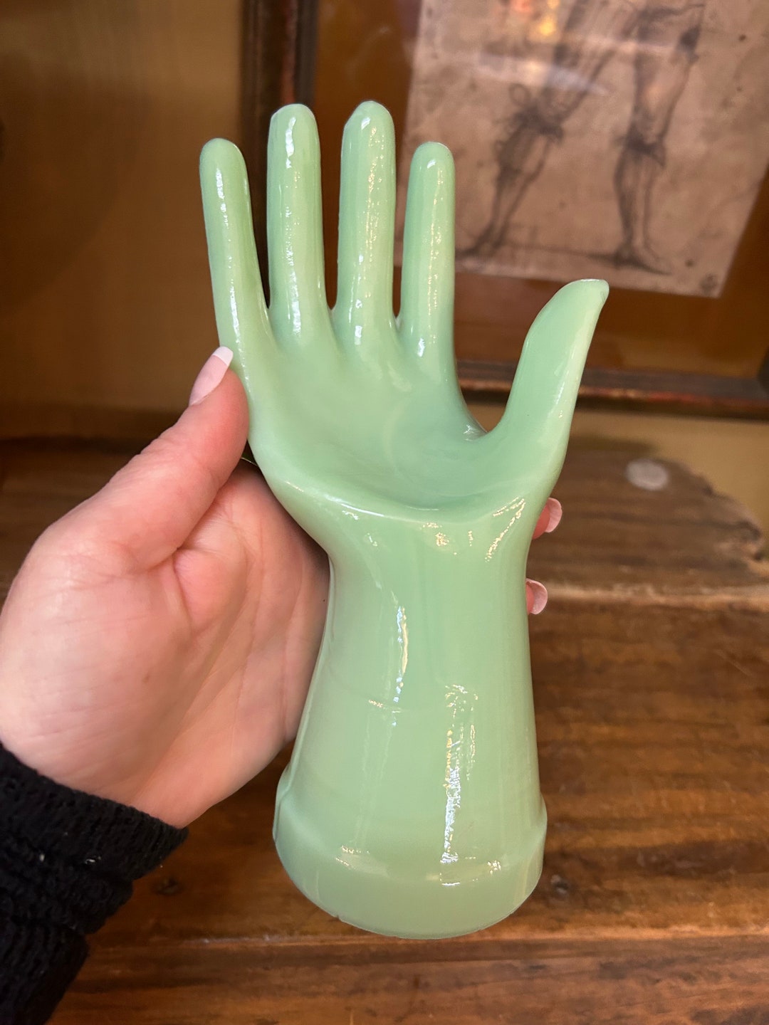 Vintage Style Jadeite Hand Ring Holder. Jadeite Jewelry Holder. Jadeite ...